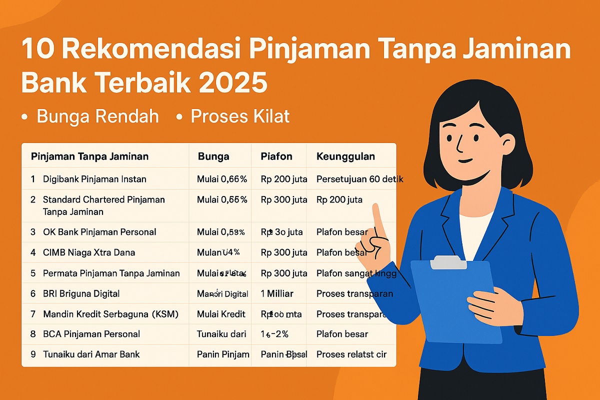 10 Rekomendasi Pinjaman Tanpa Jaminan Bank Terbaik 2025: Bunga Rendah ...