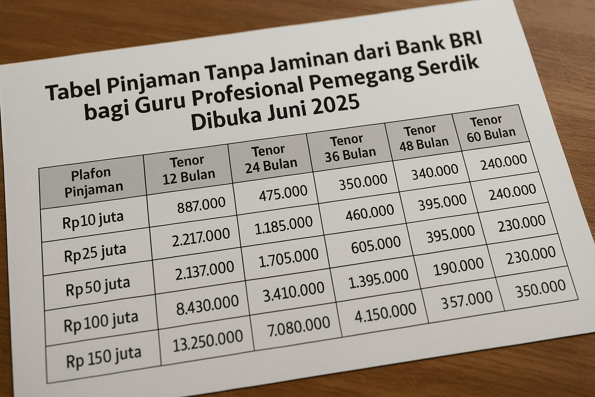 Tabel Pinjaman Tanpa Jaminan dari Bank BRI Bagi Guru Profesional ...