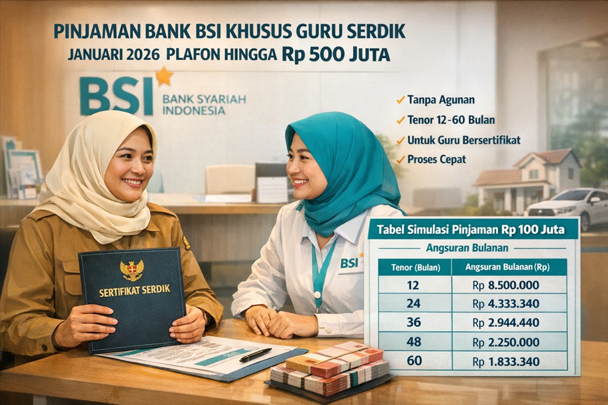 Tabel Pinjaman Bank BSI Tanpa Agunan Non KUR Khusus Guru Serdik Januari ...