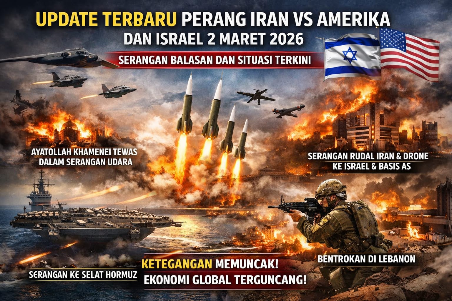 Update Terbaru Perang Iran vs Amerika dan Israel 2 Maret 2026: Serangan ...