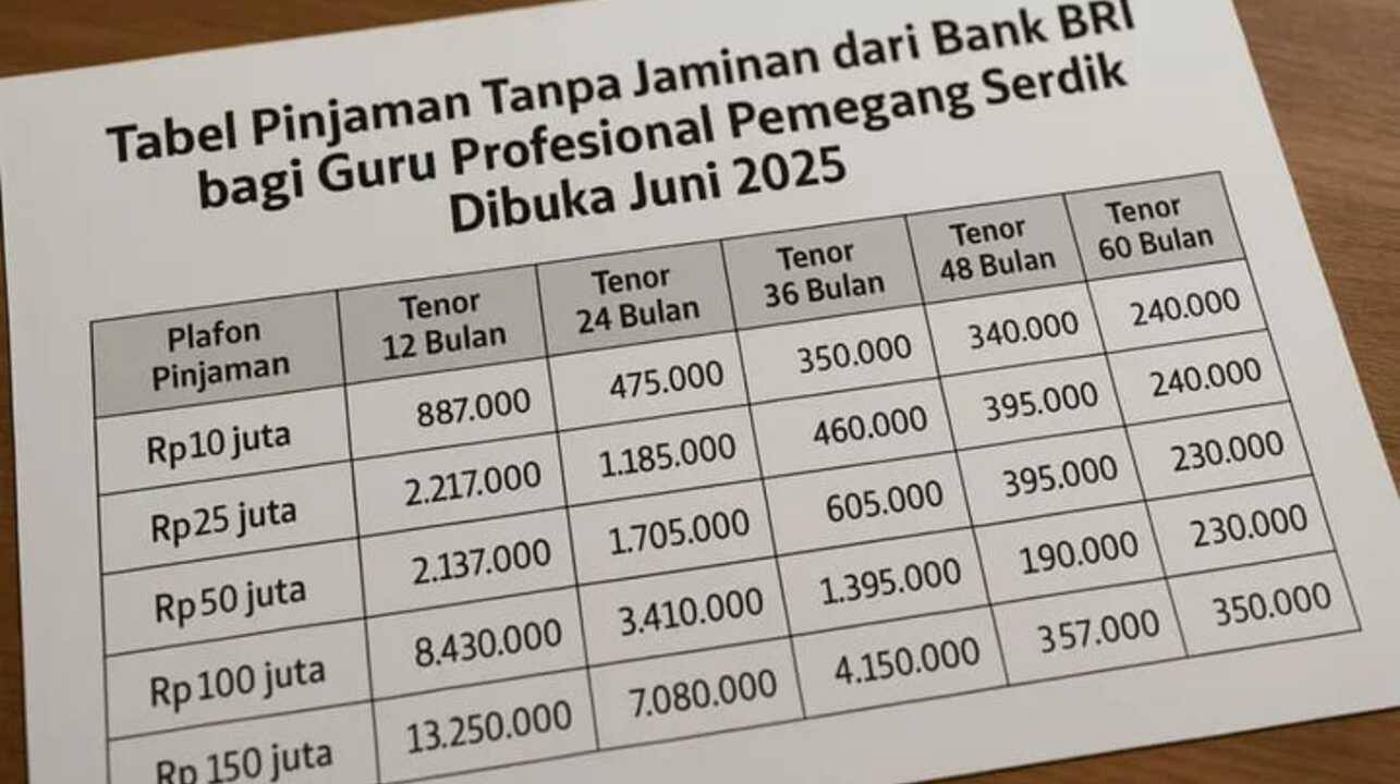 Tabel Pinjaman Bank BRI Khusus Guru yang Sudah Serdik, Bunga Rendah dan ...
