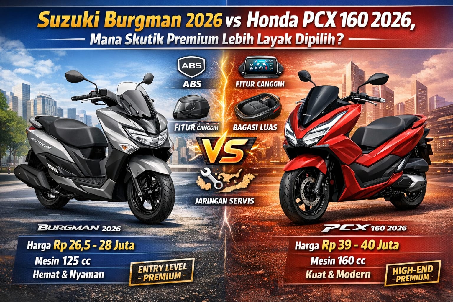 Suzuki Burgman 2026 vs Honda PCX 160 2026, Adu Skutik Premium dengan ...