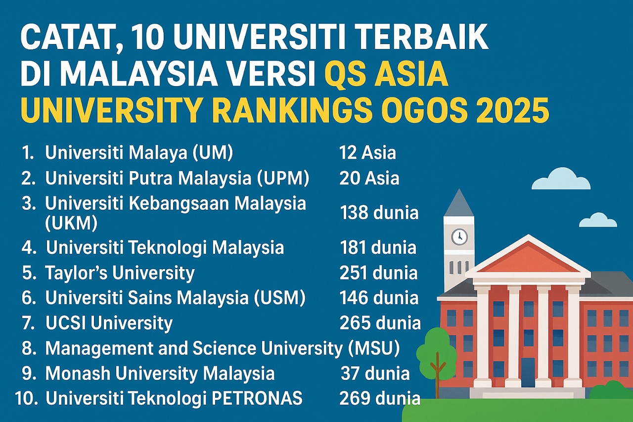 Catat, 10 Universiti Terbaik di Malaysia Versi QS Asia University ...