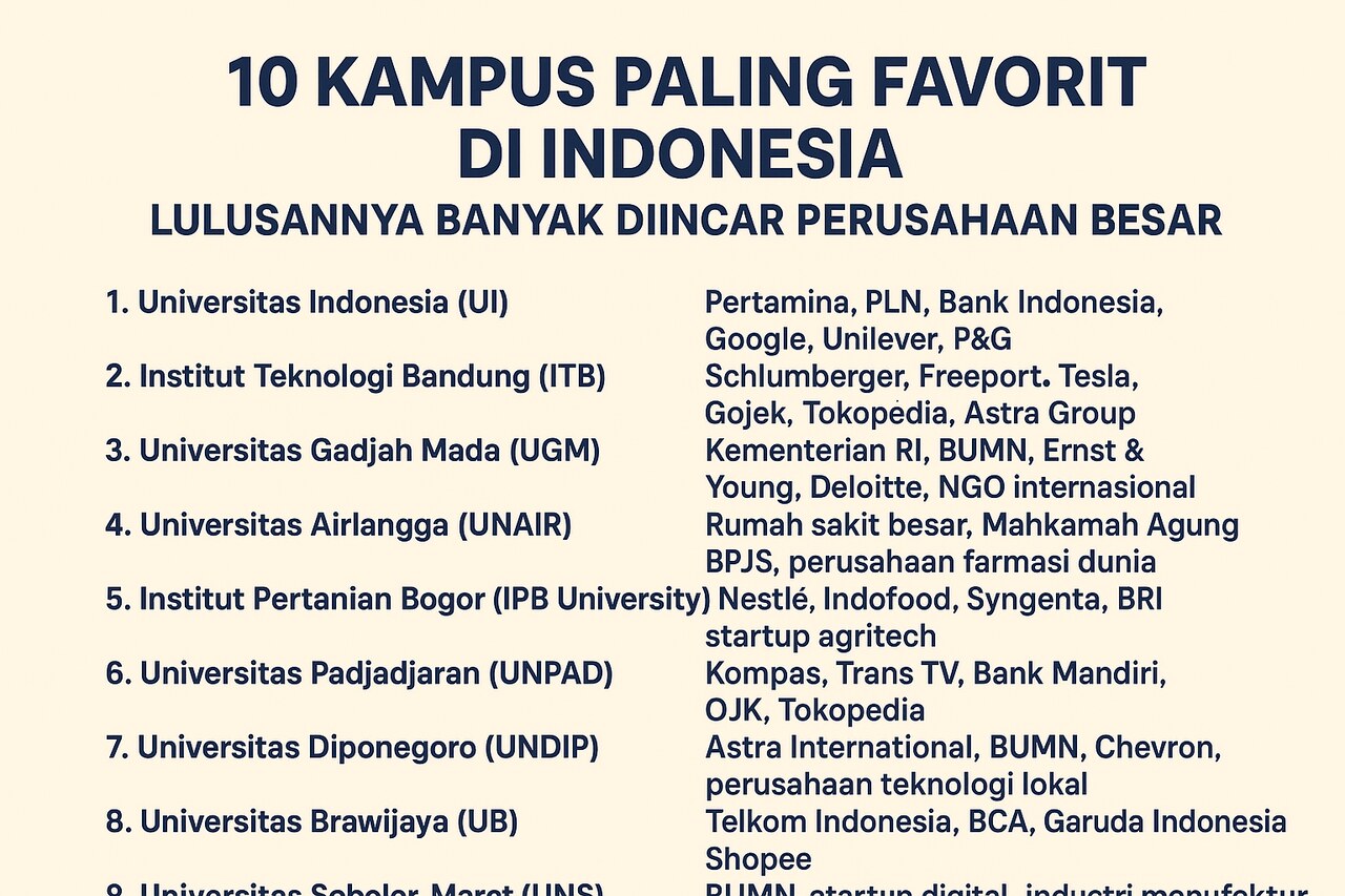 10 Kampus Paling Favorit di Indonesia, Lulusan Jadi Rebutan Perusahaan Besar